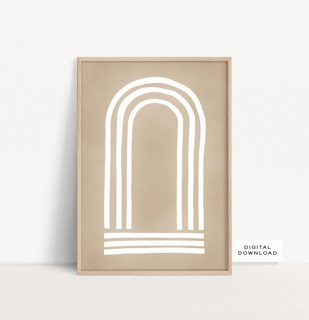 Minimalist Boho Rainbow | Abstract Rainbow Art Print | Beige Arch ...