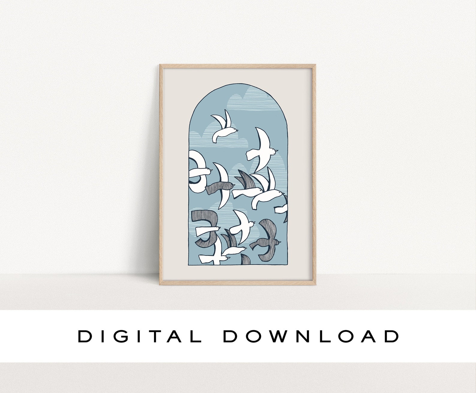 Arched Birds Digital Downloadable Art Print Abstract Wall - Etsy Australia
