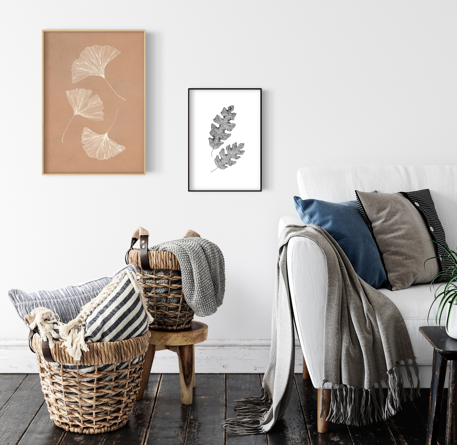 Ginkgo Art Print | Botanical Wall Art | Leaf | Minimal Poster Design ...