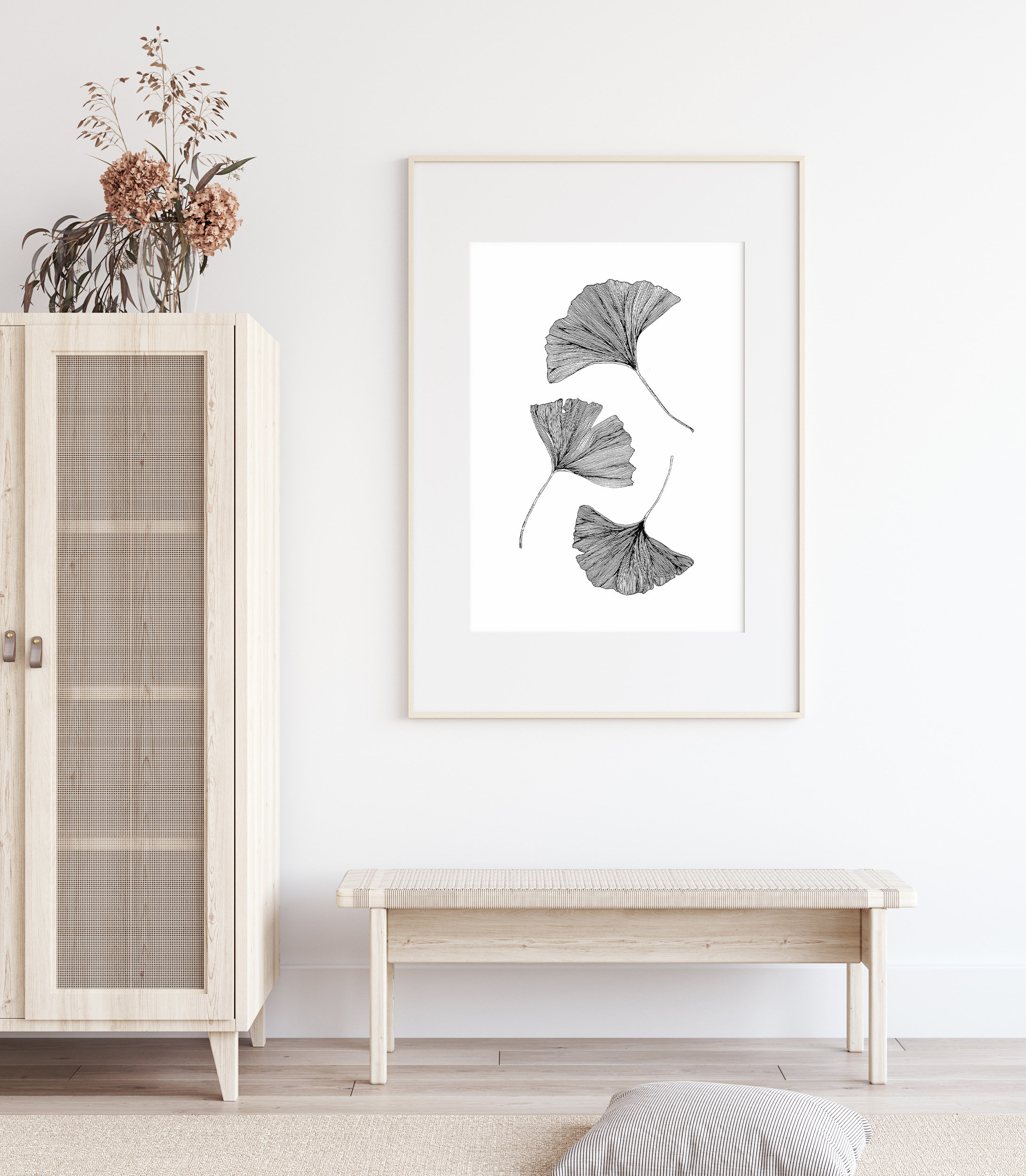 Ginkgo Art Print | Minimalist Design | Ginkgo Leaf Illustration ...