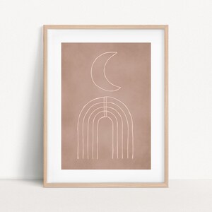 Minimal Moon Art Print | Boho Rainbow Printable | Abstract Rainbow ...
