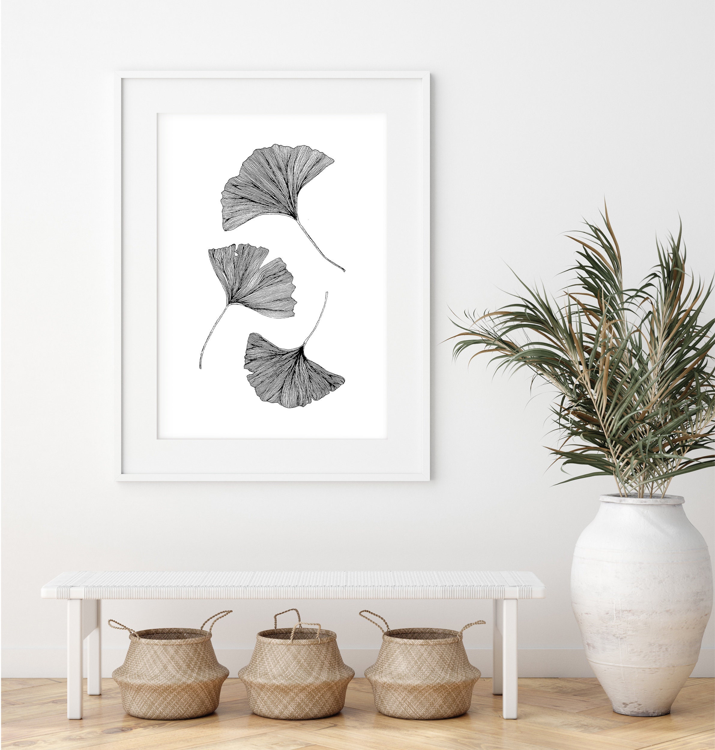 Ginkgo Art Print | Minimalist Design | Ginkgo Leaf Illustration ...
