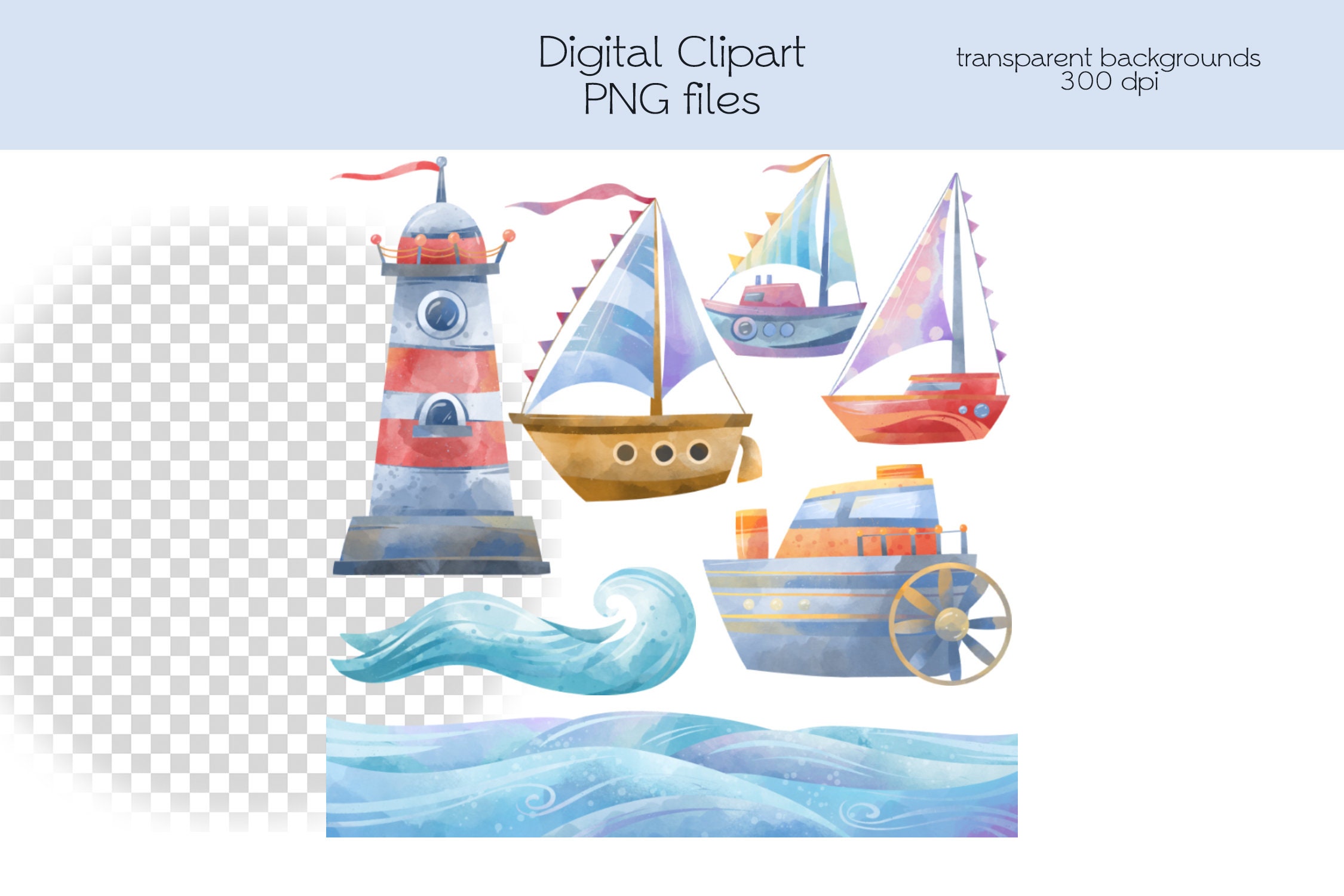 Nautical Clipart / Lighthouse / Ships and Sailboats / Clipart Bundle ...