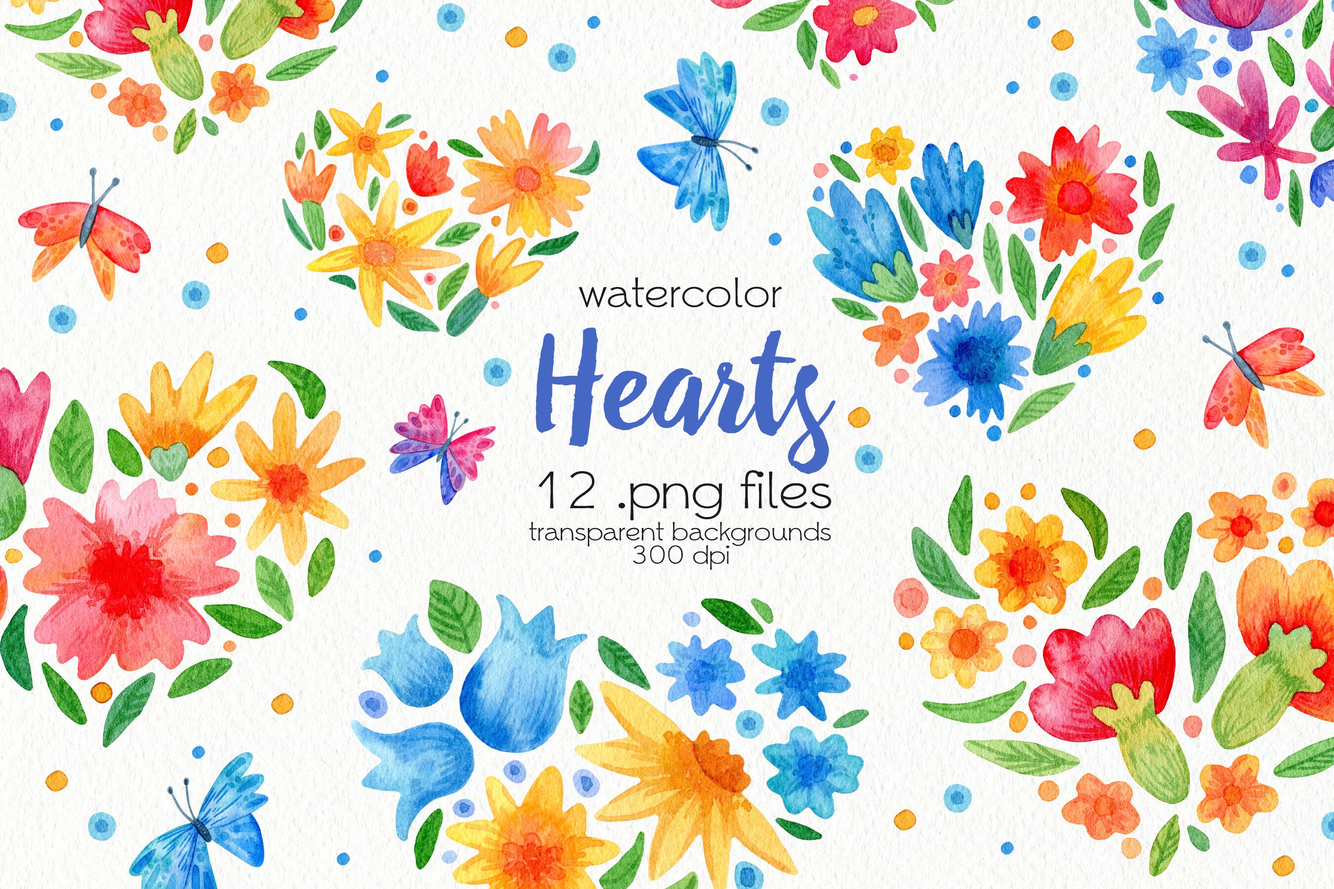 Watercolor Hearts Clipart / Valentines Day / Floral Heart / - Etsy