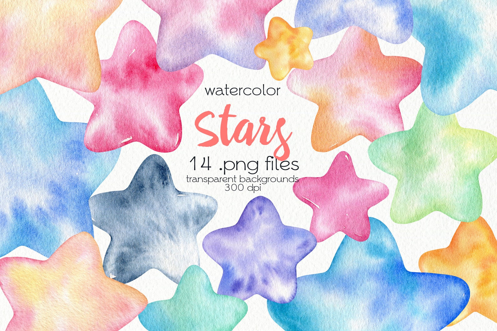 Watercolor Stars Clipart / PNG Files / Instant Download - Etsy