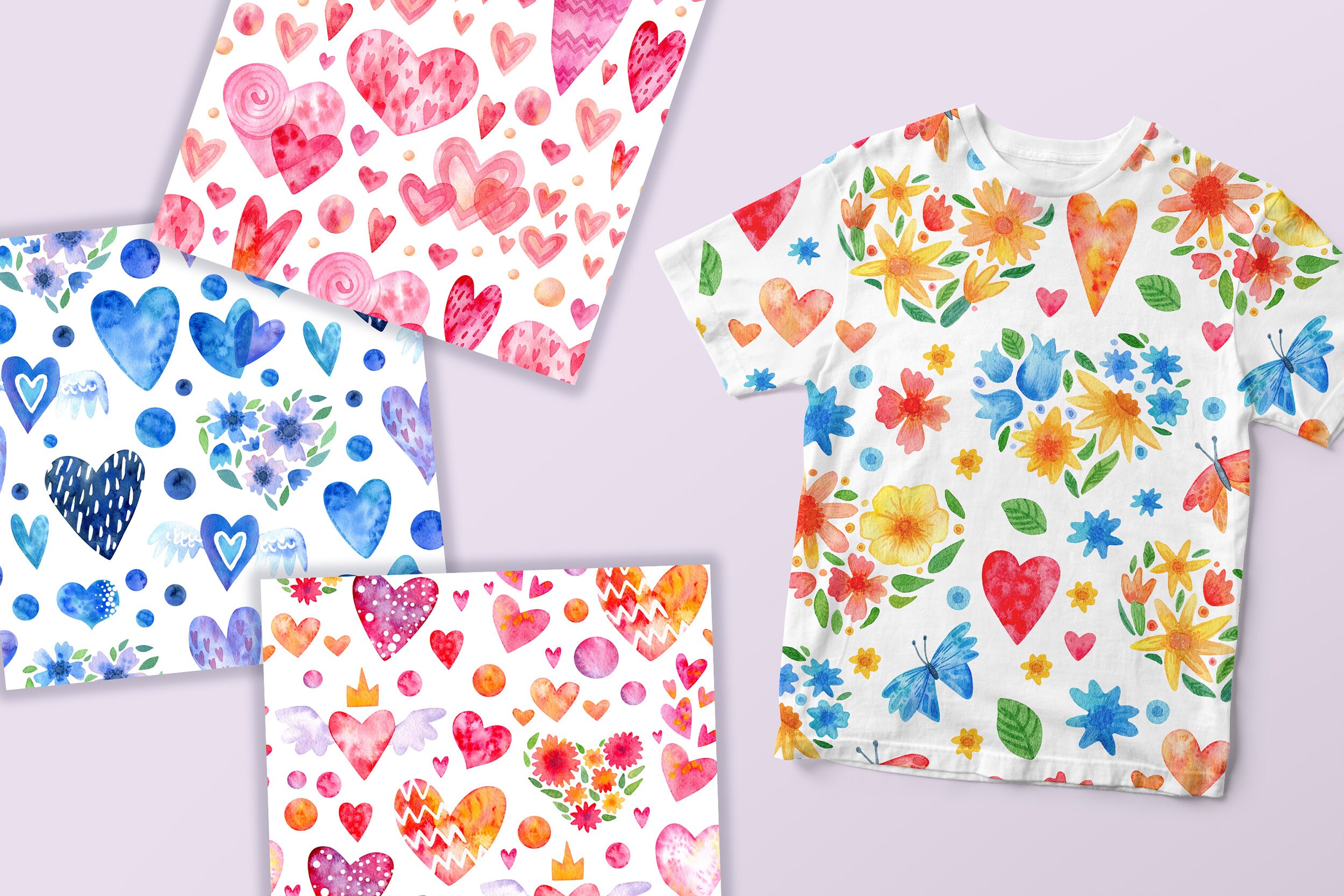 Watercolor Hearts Digital Paper / Valentine Day Scrapbook - Etsy