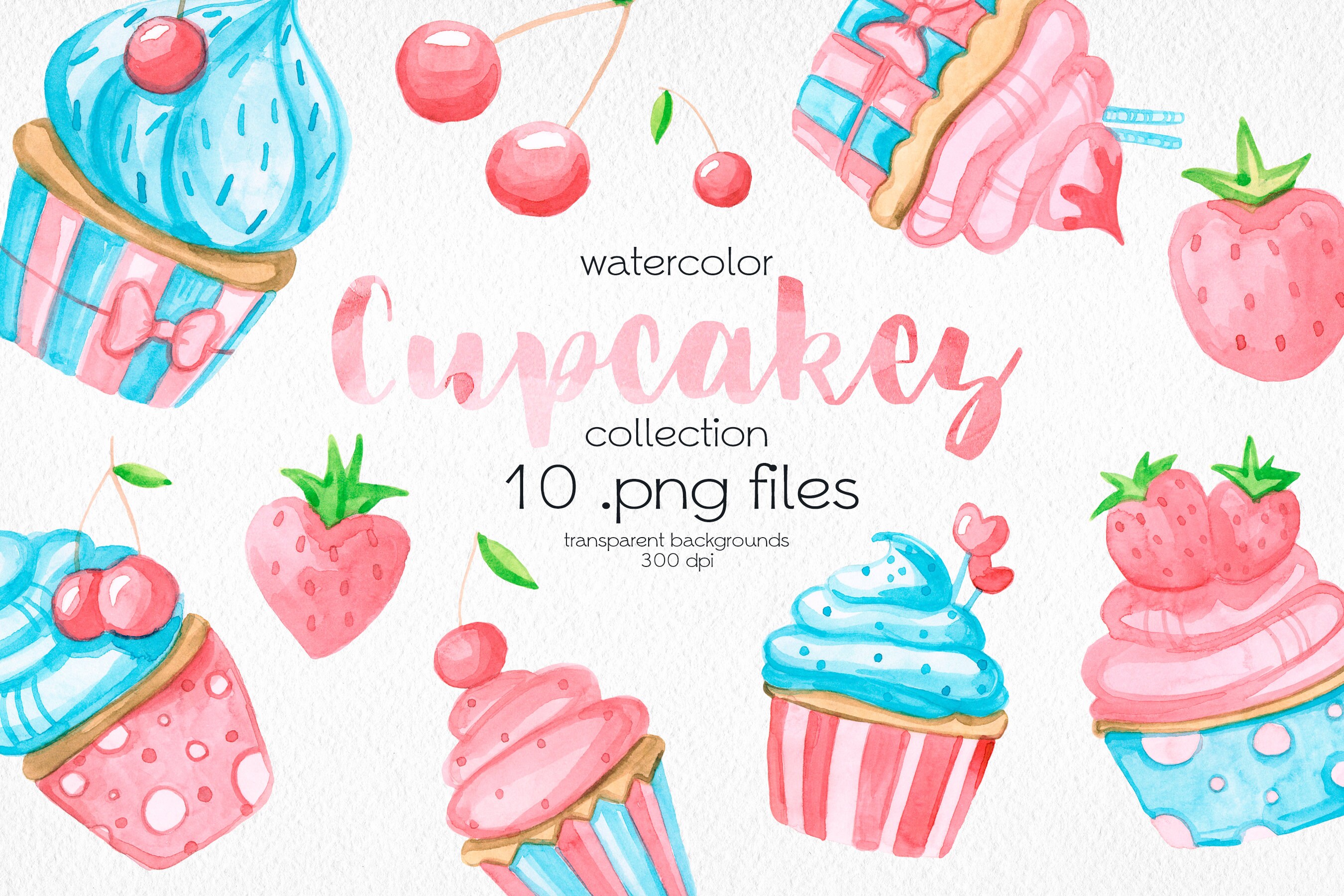 Watercolor Cupcakes Clipart / Sweet Desserts / Kitchen Art / - Etsy