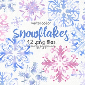Watercolor Snowflake Clipart / Christmas Holidays / Winter Snowy ...