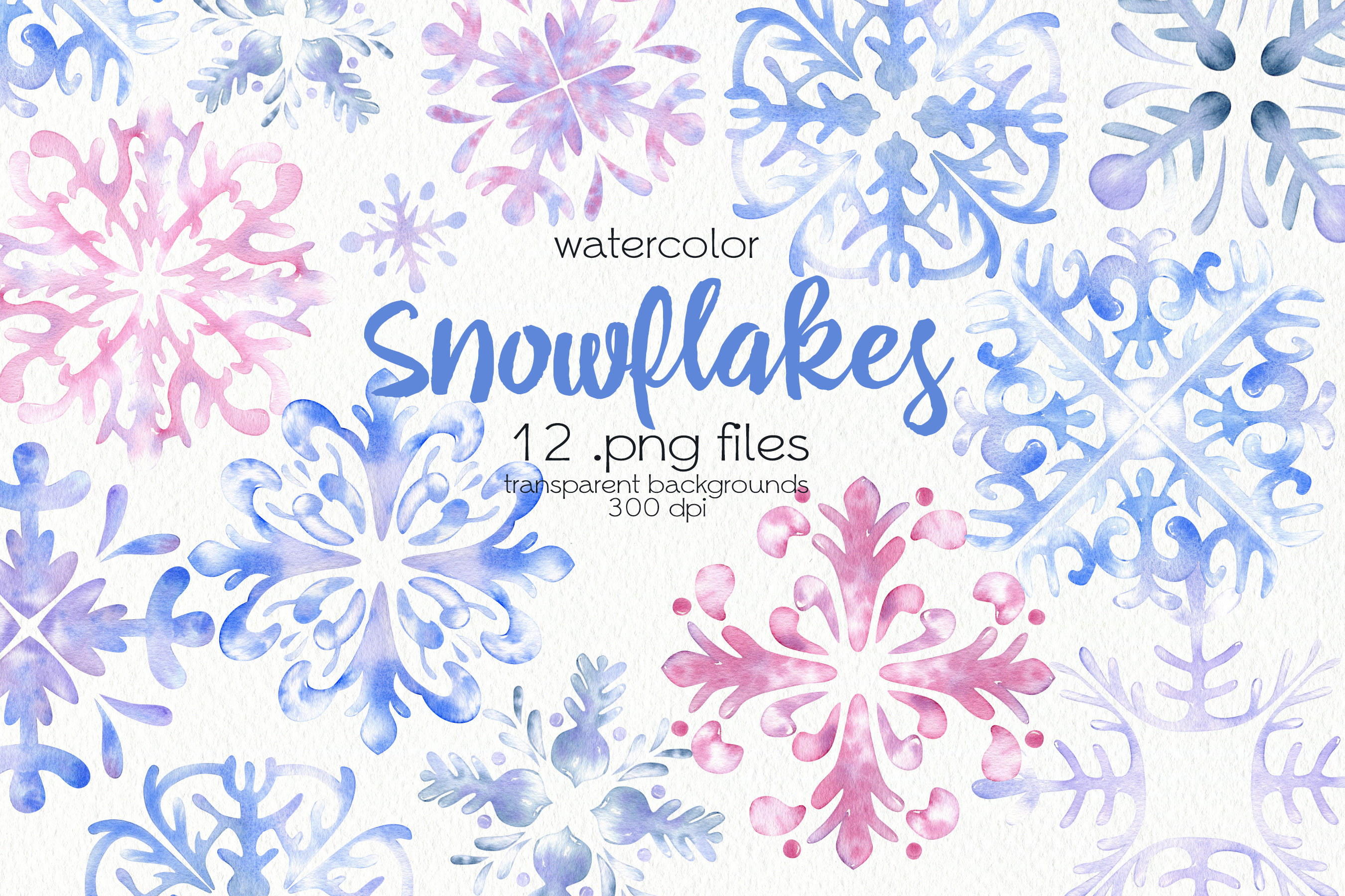 Watercolor Snowflake Clipart / Christmas Holidays / Winter | Etsy