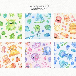 Watercolor Monsters Digital Paper / Scrapbook Paper / Seamless Patterns ...