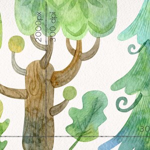 Watercolor Trees Clipart / Hand Painted Forest Elements / Fairytale ...