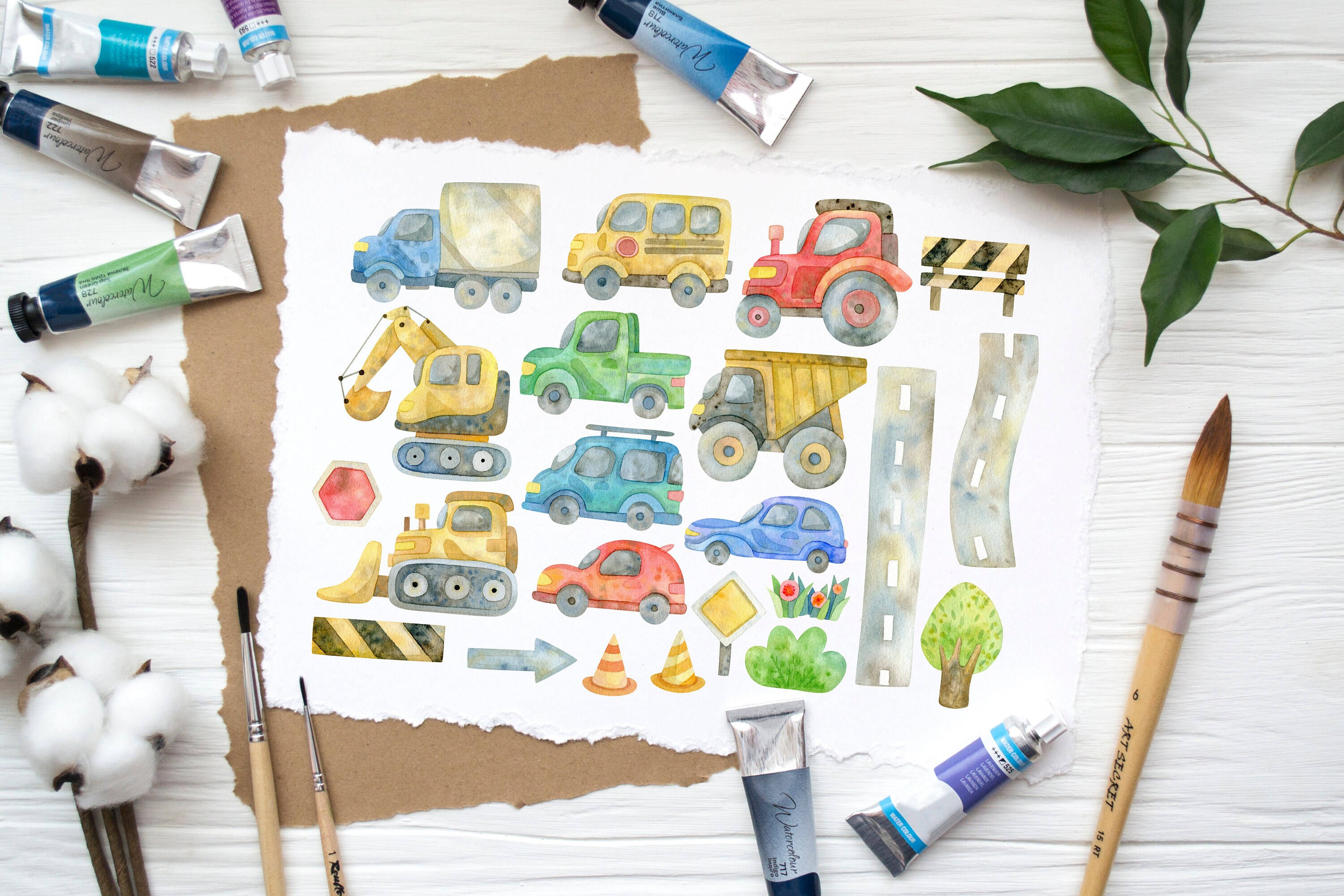 Watercolor Transport Clipart / Cars Clipart / Cartoon Boy | Etsy