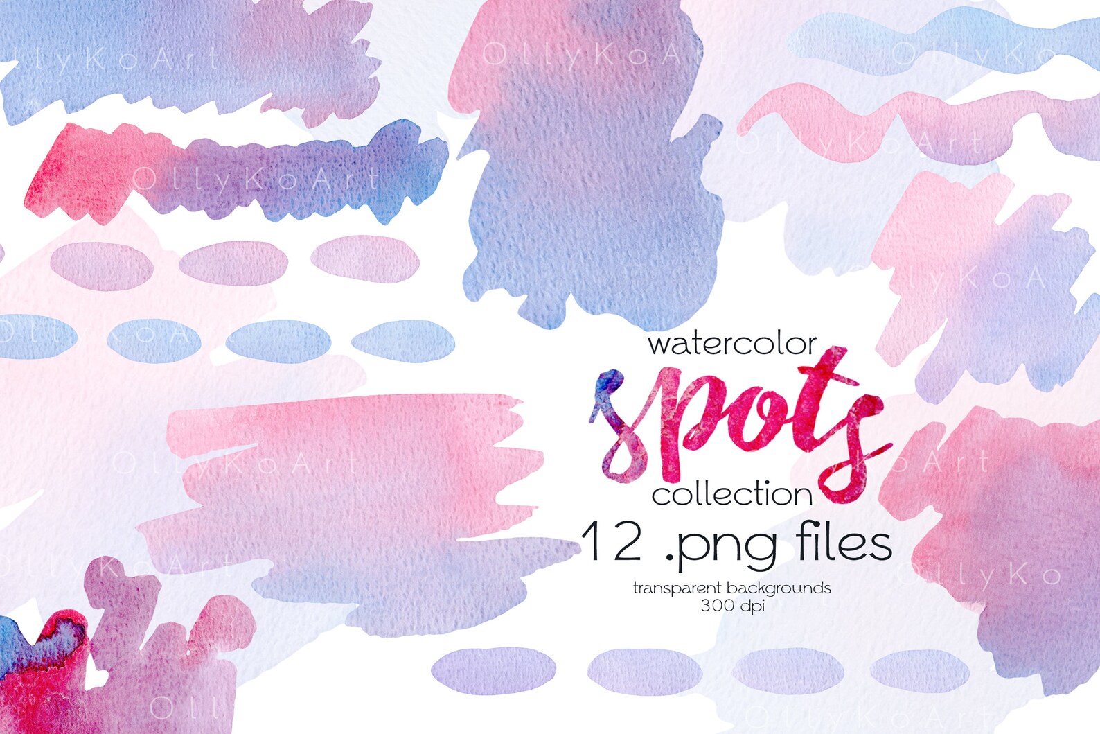 Watercolor Spots Clipart / Splashes and Splotches / Textures / Blobs ...