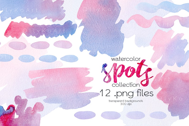 Watercolor Spots Clipart / Splashes and Splotches / Textures / Blobs ...