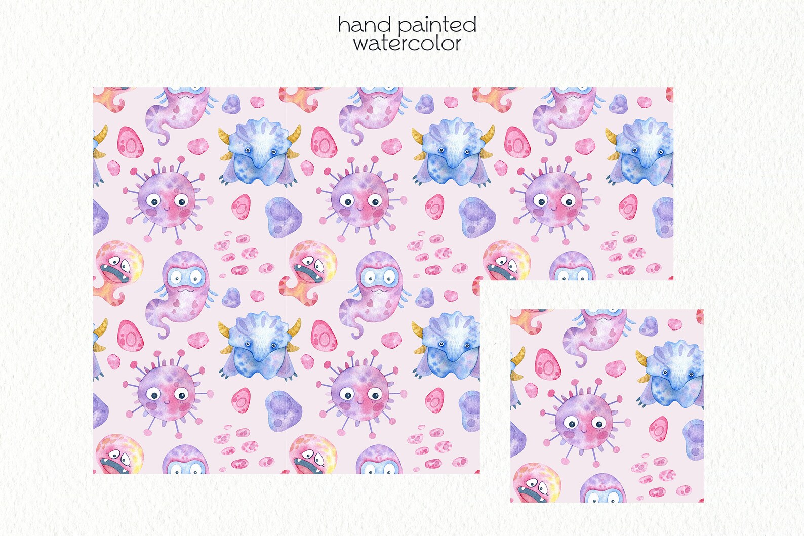Watercolor Monsters Digital Paper / Scrapbook Paper / Seamless - Etsy