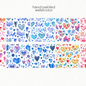 Watercolor Hearts Digital Paper / Valentine Day Scrapbook Paper ...