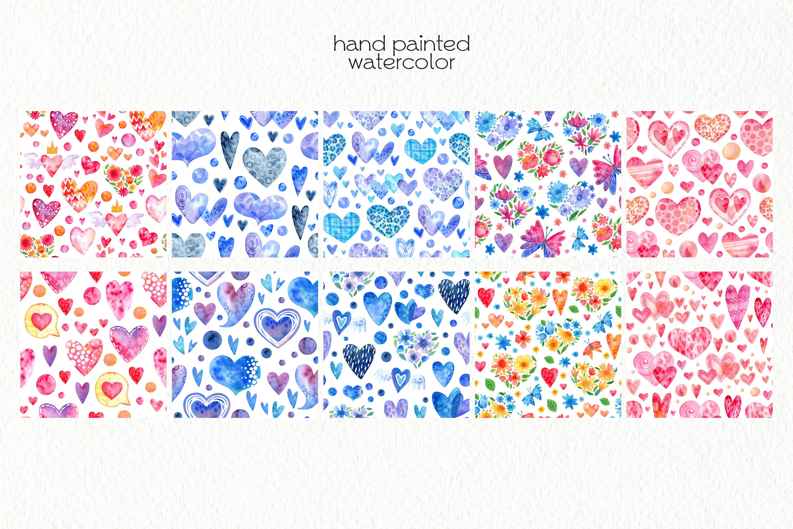 Watercolor Hearts Digital Paper / Valentine Day Scrapbook - Etsy
