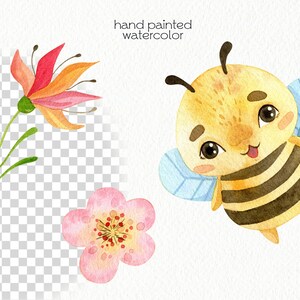 Watercolor Honeybee Clipart / Cute Bees / Digital PNG Files / Instant ...