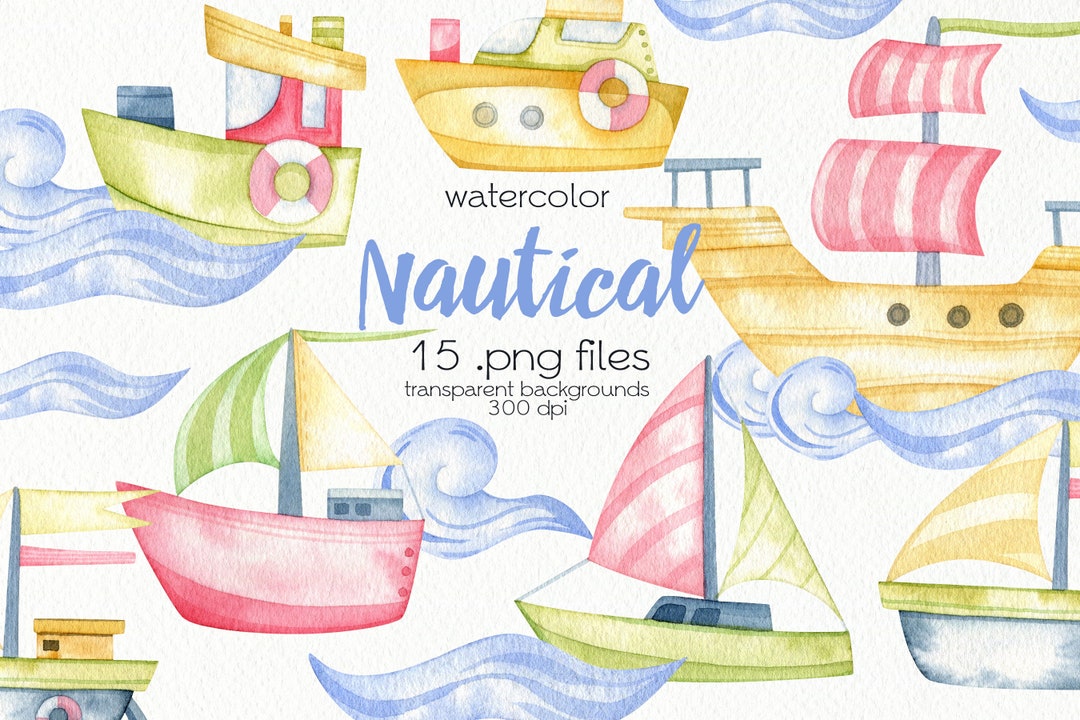 Watercolor Water Transport Clipart / Cartoon Boy Clipart / PNG - Etsy