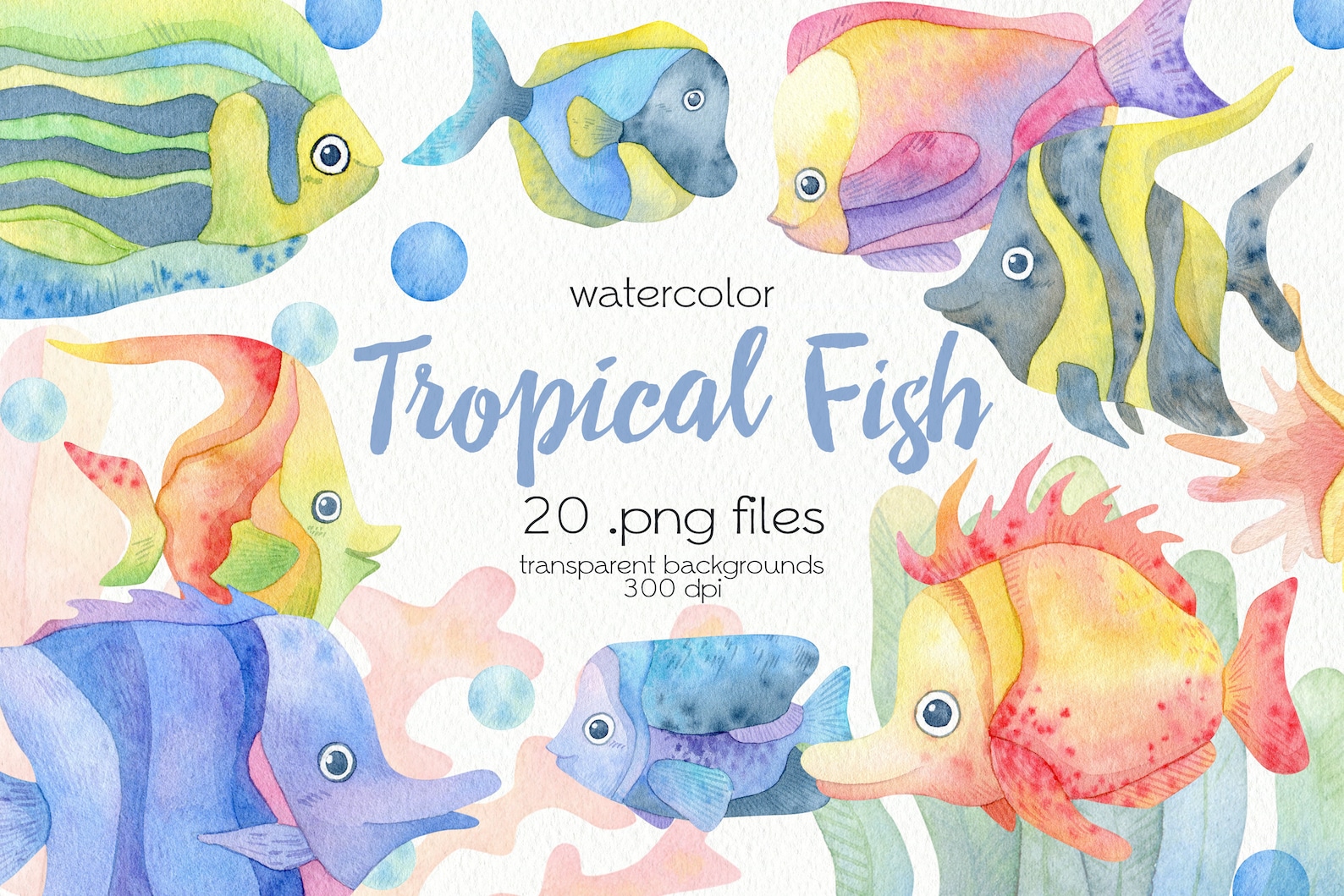 Watercolor Ocean Clipart / Tropical Fish Clipart / Printable - Etsy