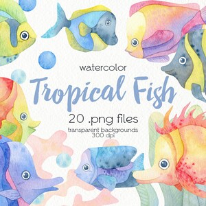 Watercolor Ocean Clipart / Tropical Fish Clipart / Printable, Digital ...