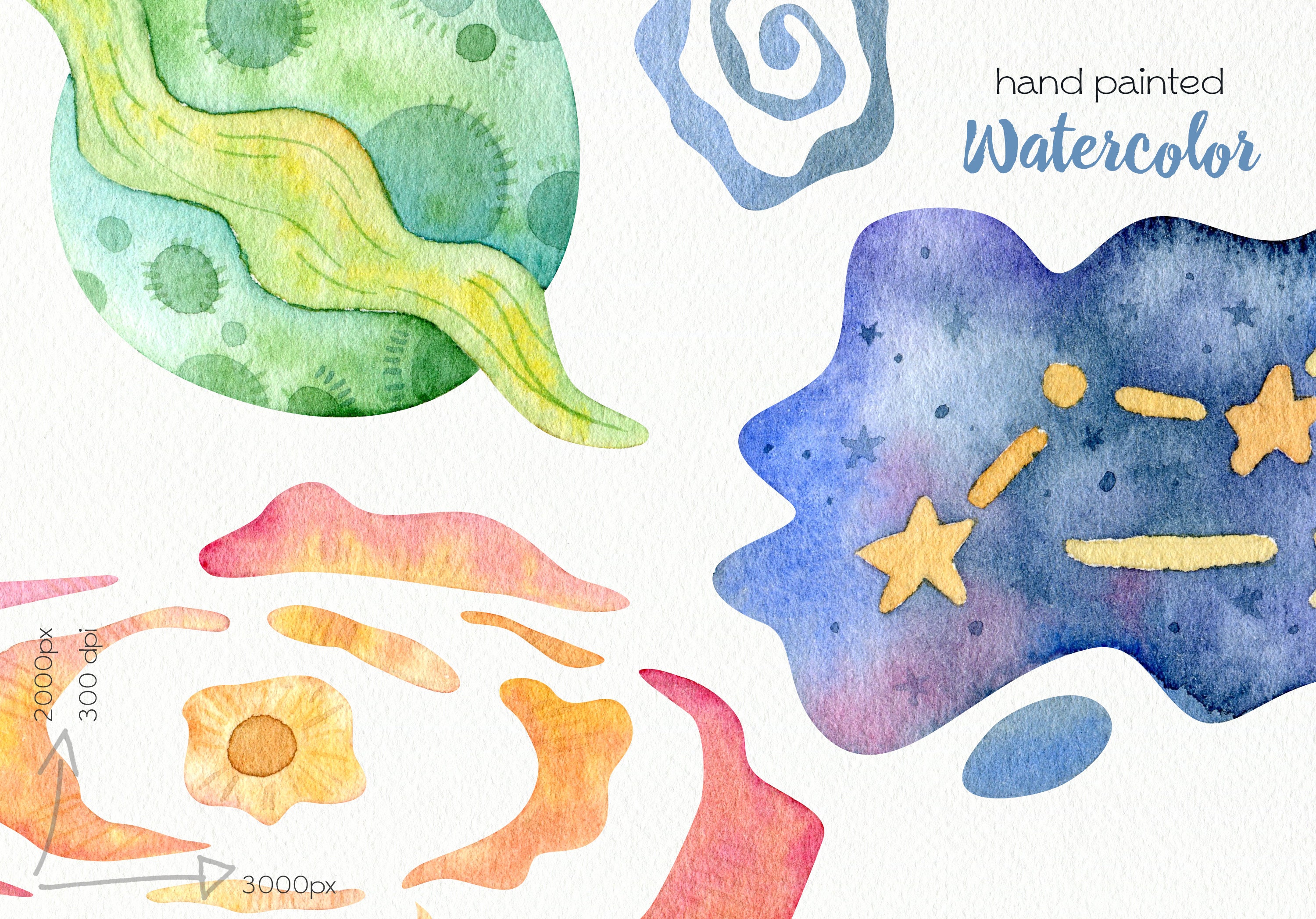 Watercolor Space Clipart / Galaxy Astronaut Alien Rocket - Etsy