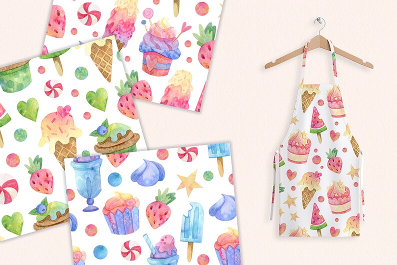 Watercolor Sweets Digital Paper / Scrapbook Paper / Seamless Patterns ...