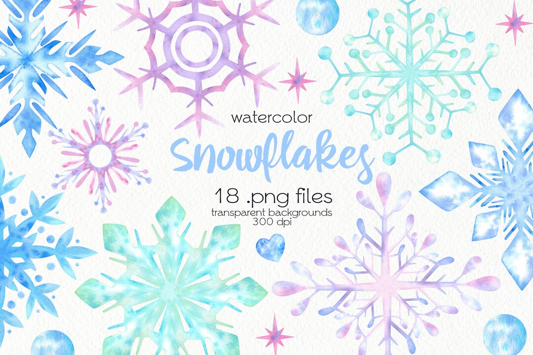 Watercolor Snowflake Clipart / Christmas Holidays / Winter Snowy ...