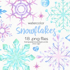 Watercolor Snowflake Clipart / Christmas Holidays / Winter Snowy ...