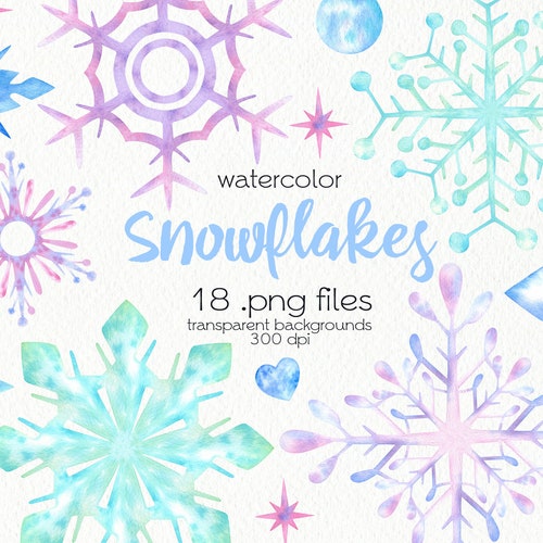 Watercolor Snowflake Clipart / Christmas Holidays / Winter - Etsy