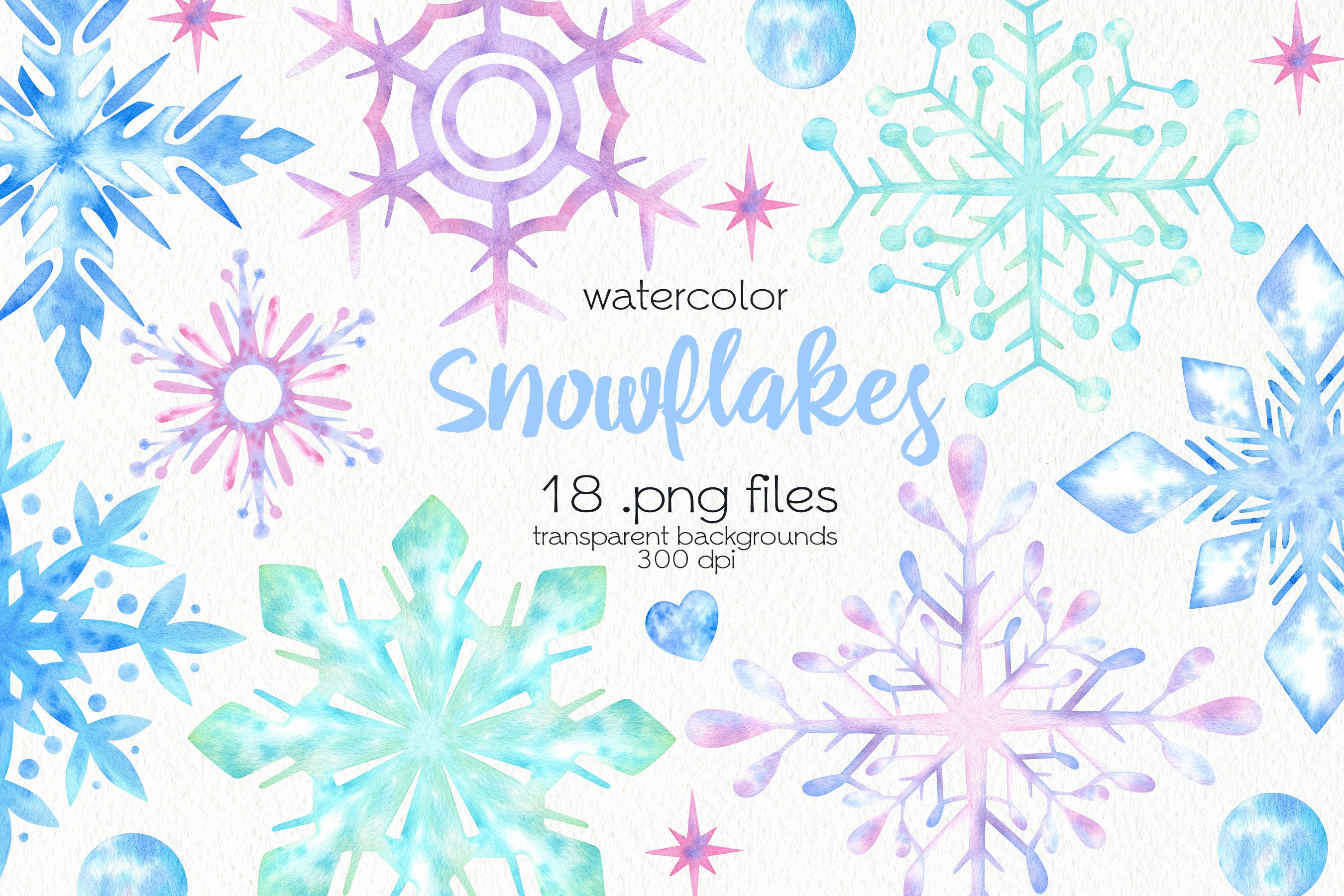 Watercolor Snowflake Clipart / Christmas Holidays / Winter - Etsy