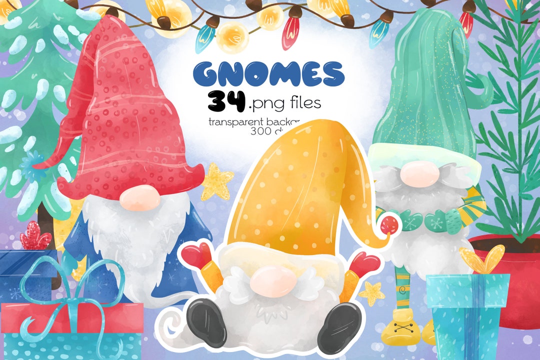 Christmas Gnome Clipart / Winter Holiday / PNG Files / Instant Download ...
