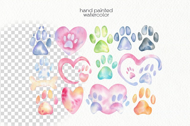 Watercolor Paw Clipart / Pet Paws / Digital PNG Files / | Etsy