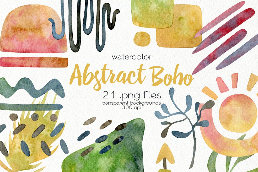 Abstract Watercolor Clipart / Boho Modern Design / Abstract Shapes ...