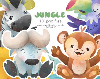 Safari Clipart, African Safari Tour, Cute Jungle Animals, Instant ...