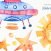 Watercolor Space Clipart / Galaxy, Astronaut, Alien, Rocket Ship ...