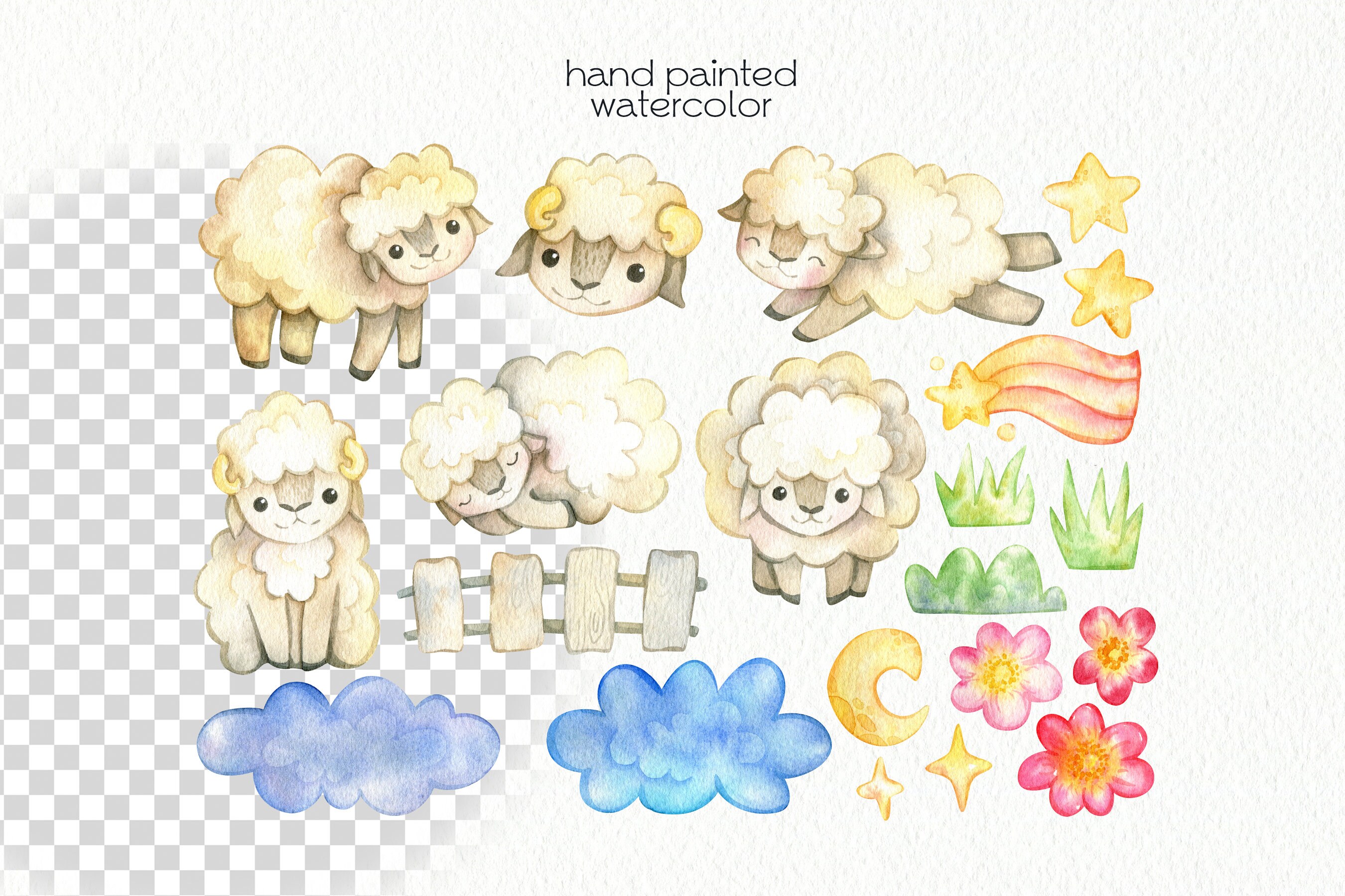 Watercolor Sheep Clipart / Farm Animal / PNG Files / Instant - Etsy