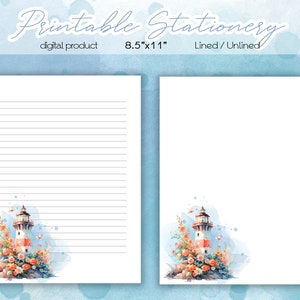 Nautical Printable Stationery / Digital Letter Writing Paper / Instant ...