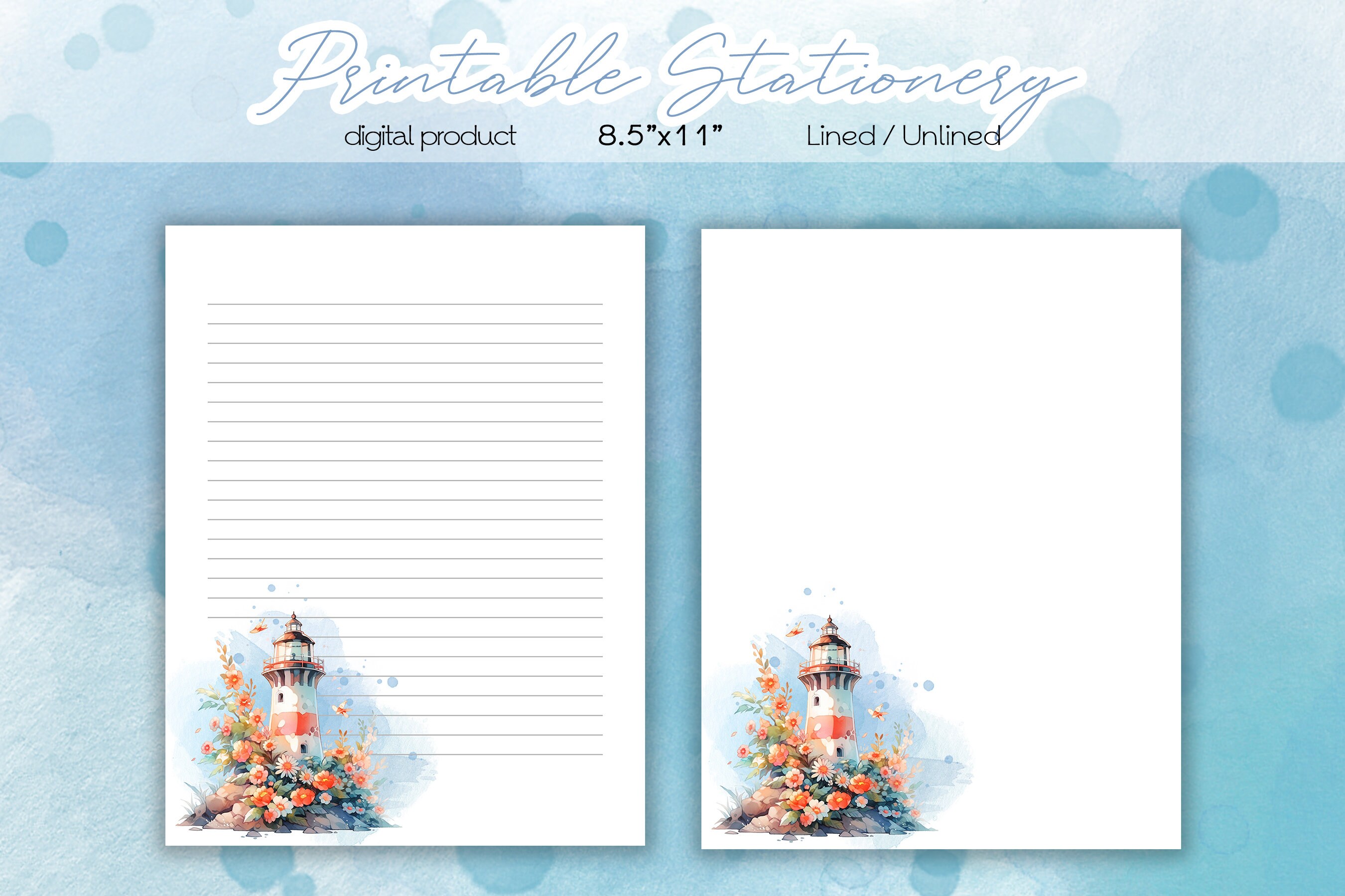 Nautical Printable Stationery / Digital Letter Writing Paper / Instant ...