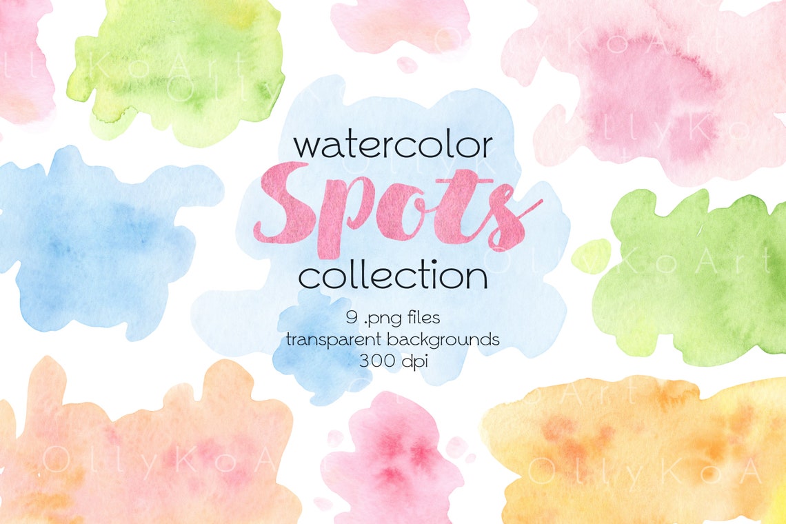 Watercolor Spots Clipart / Splashes and Splotches / Textures / Blobs ...