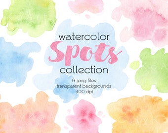 Watercolor Spots Clipart / Splashes and Splotches / Textures / | Etsy