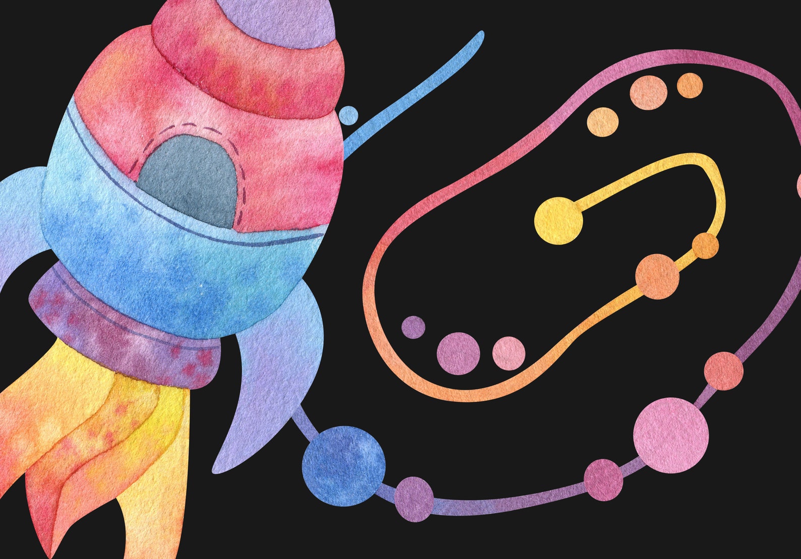 Cute Alien in Space / Watercolor Clip Art / Planets, Stars, Aliens ...