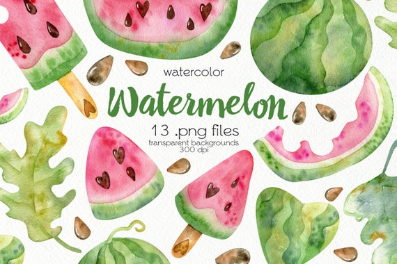 Watercolor Watermelon Clipart / Summer Fruit / PNG Files / | Etsy