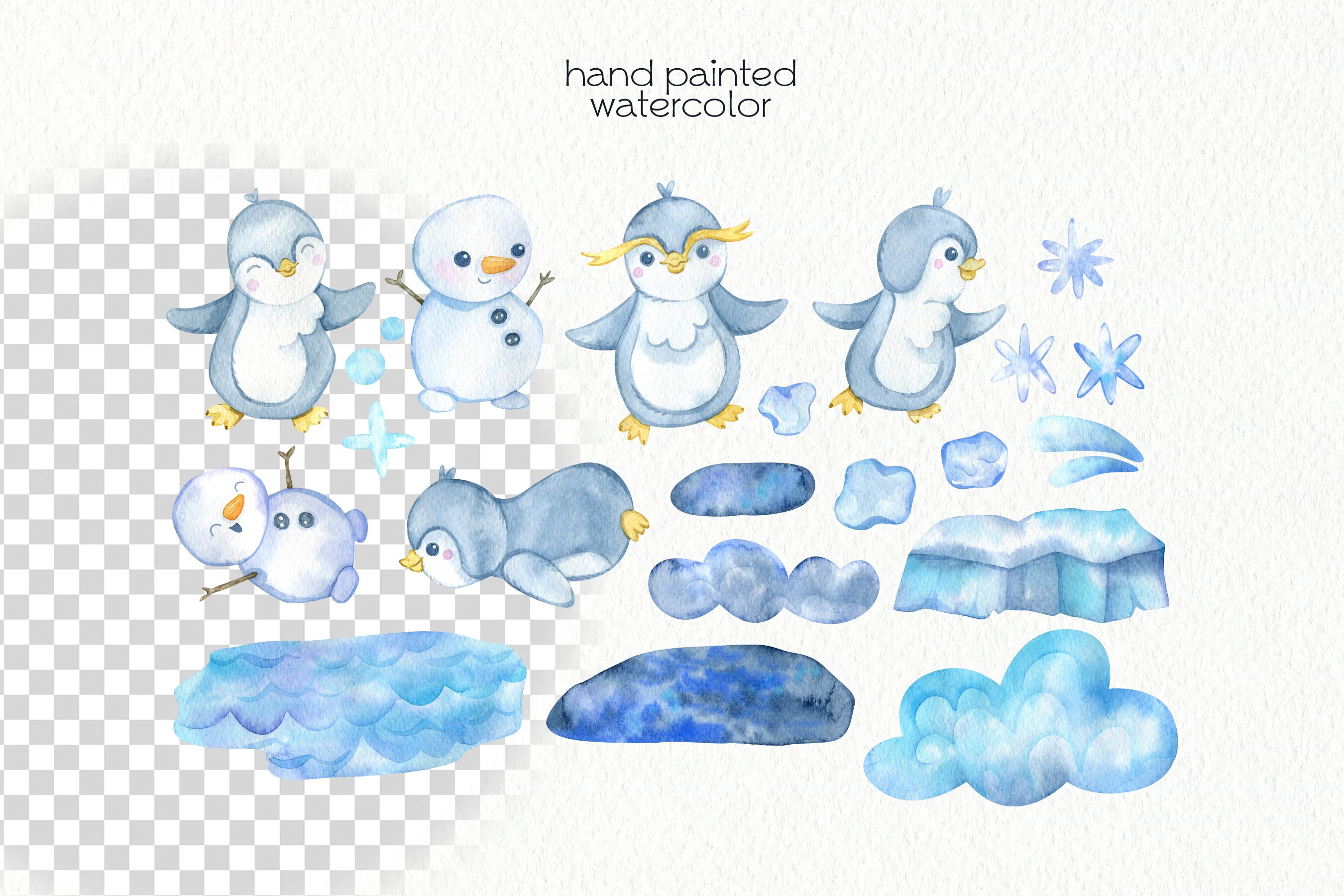 Watercolor Penguins Clipart / PNG Files / Instant Download | Etsy