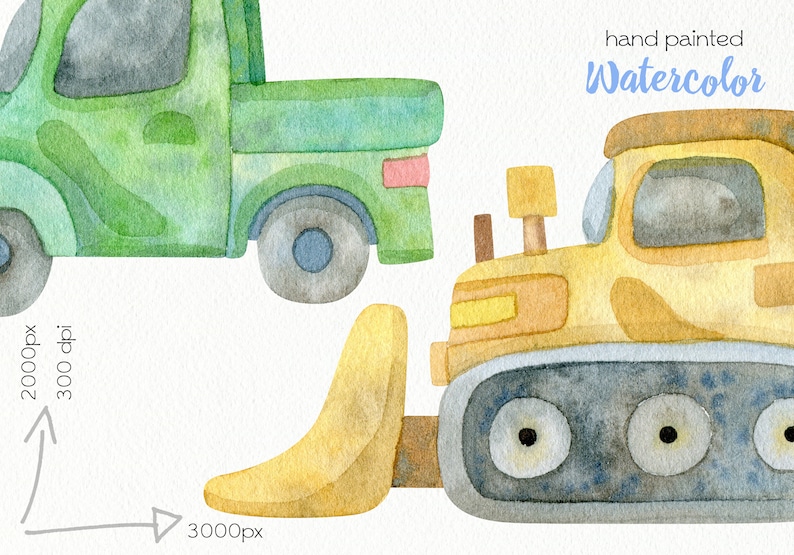 Watercolor Transport Clipart / Cars Clipart / Cartoon Boy | Etsy