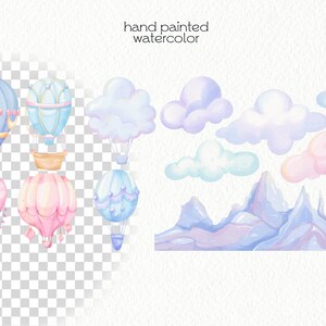 Hot Air Balloon Clipart / Cute Clouds / PNG Files / Instant Download - Etsy
