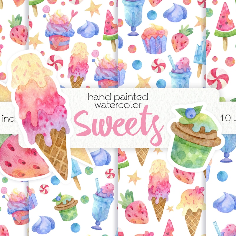 Watercolor Sweets - Etsy