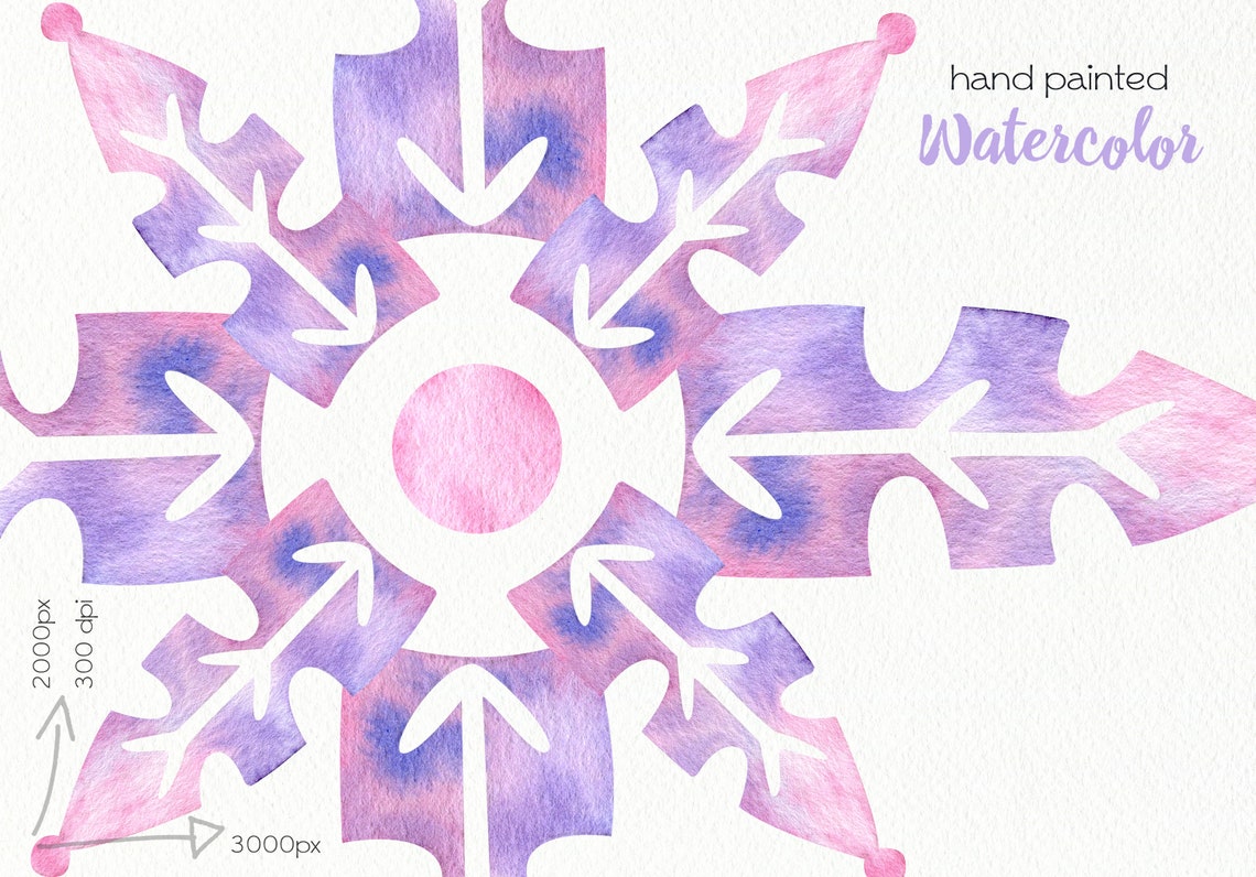 Watercolor Snowflake Clipart / Christmas Holidays / Winter | Etsy
