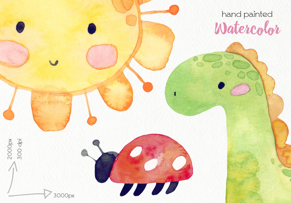 Dinosaurs Watercolor Clipart Set / Cute Dinosaurs / Jurassic - Etsy