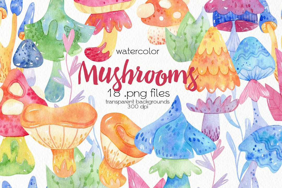 Watercolor Mushrooms Clipart / Fantasy Forest Mushrooms / PNG Files ...